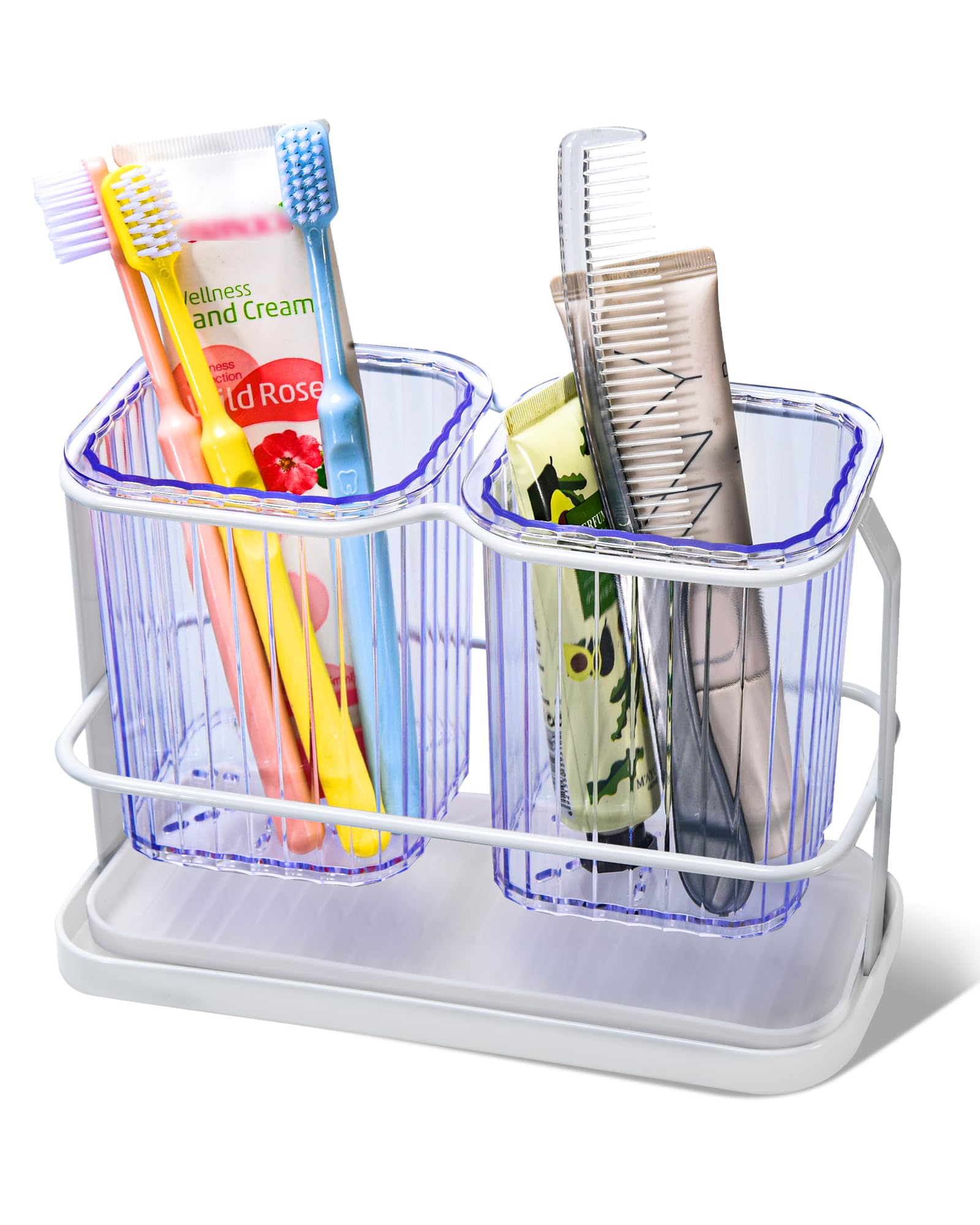 Amazon.com: KONE Clear Toothbrush Holders for Bathrooms, 2 Cups ...