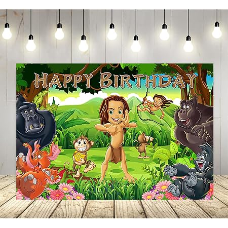 Amazon.com : Safari Jungle Backdrop for Birthday Party Supplies Safari ...