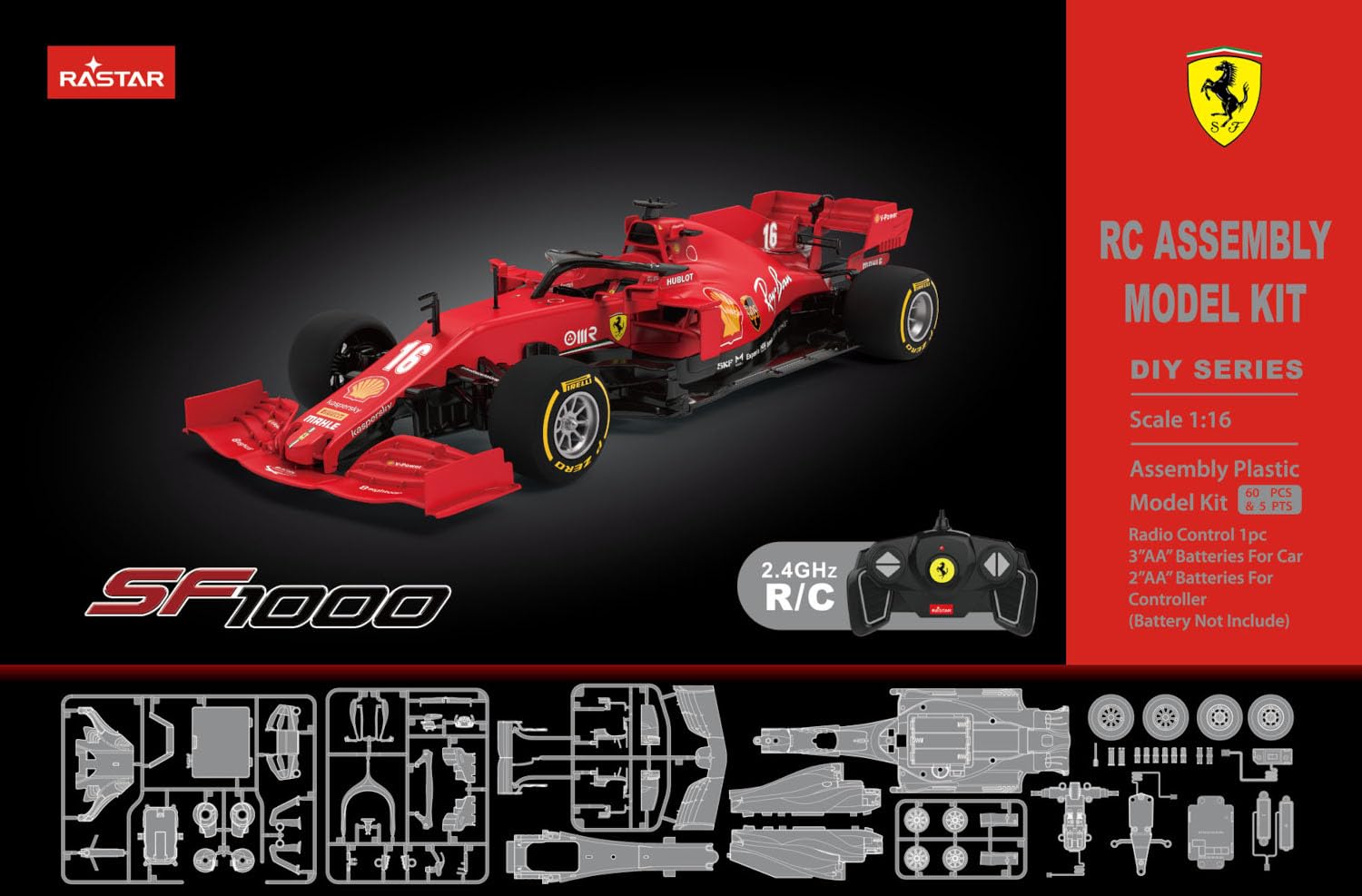 RASTAR RC Car Kits to Build 1/16 Scale Compatible with Ferrari SF 1000 ...