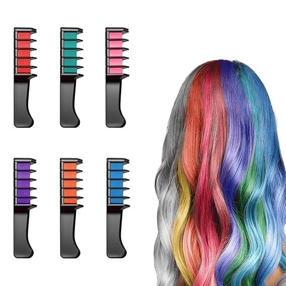 Amazon.com : 6 Colors Festive Fun Hair Chalk Combs, 2026 New Temporary ...