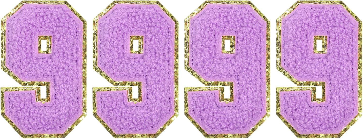 Amazon.com: uxcell 4pcs Glitters Chenille Number Patches 8.4cm / 3.3 ...