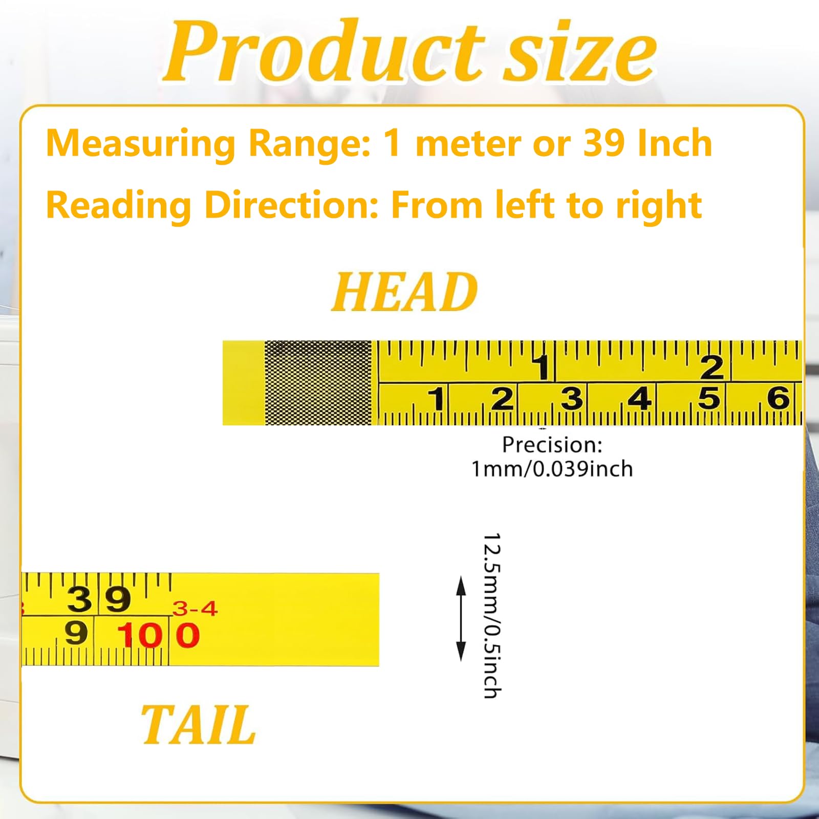 Snapklik.com : Steel Self-Adhesive Measuring Tape - 2Pcs 100cm/39Inch ...