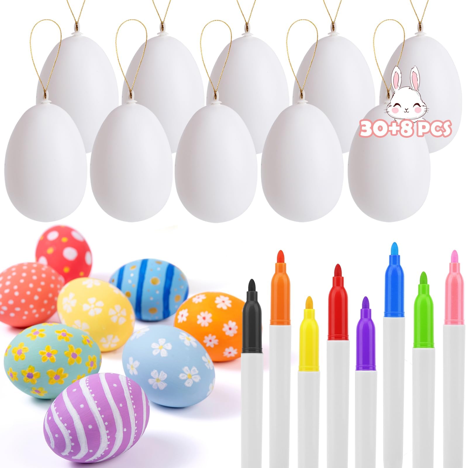 Amazon.com: 60Pcs Unfinished Easter Wooden Ornaments, DIY Easter Wood ...