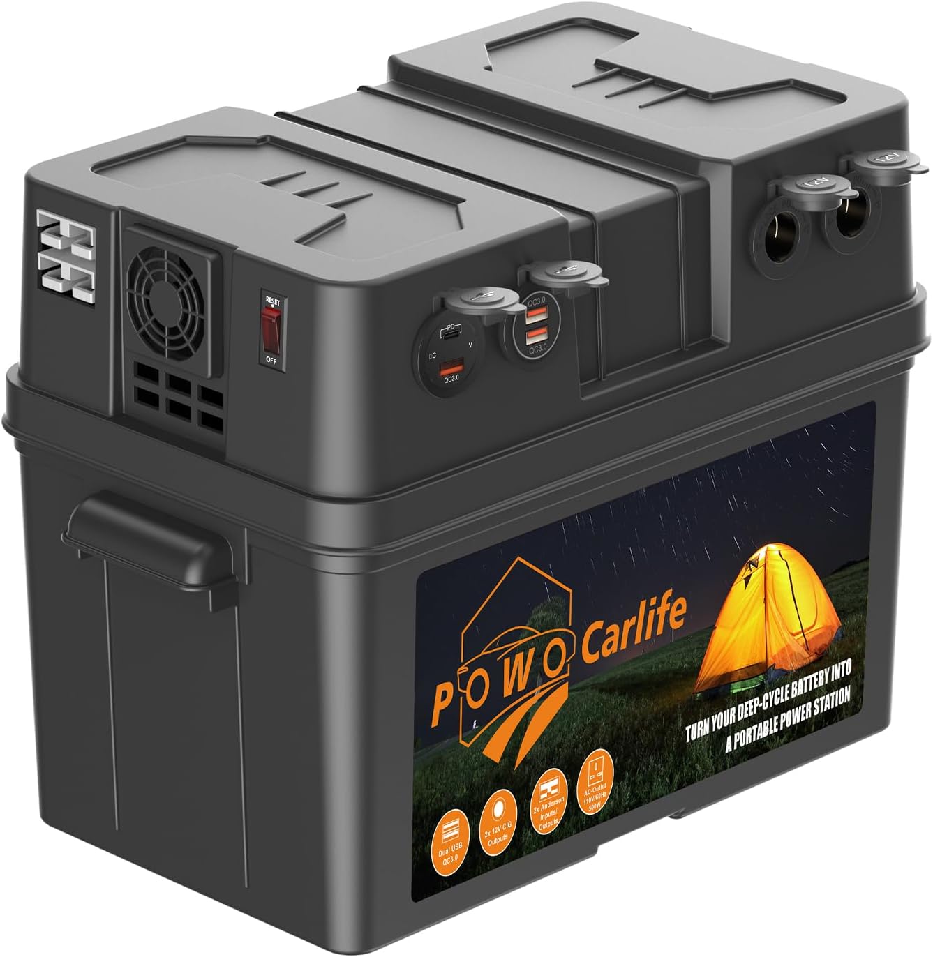 Amazon.com: Battery Box for Group 24/27 Group, Build-in Pure Sine 110V ...