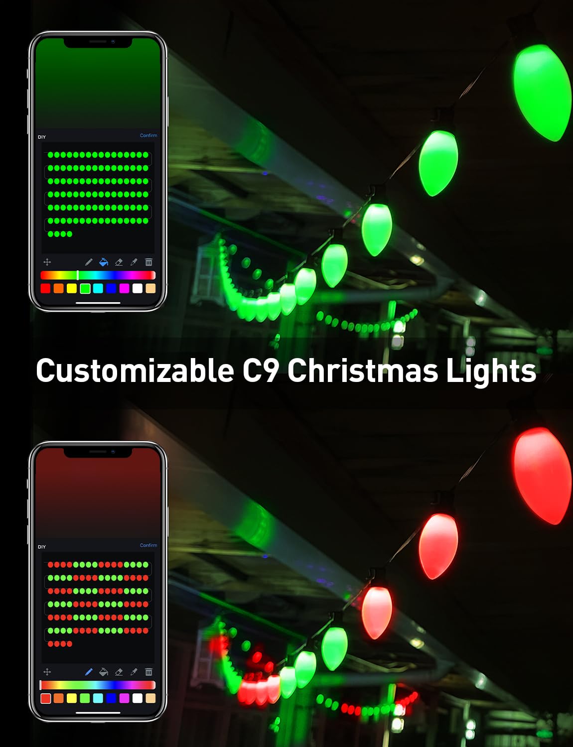 Snapklik.com : Christmas Lights C9 Custom Display, 33FT 50LED Ceramic ...