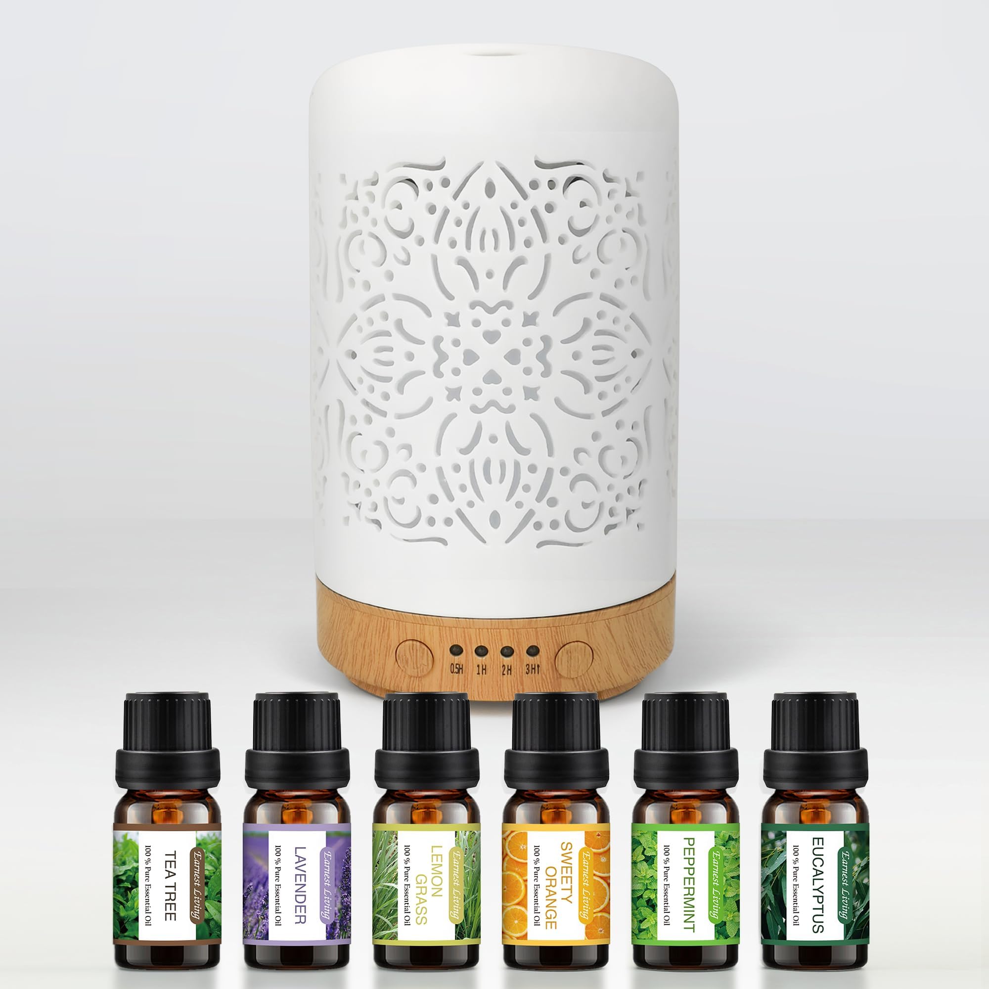 Amazon.com: Earnest Living Essential Oil Diffuser Bundle Set White ...