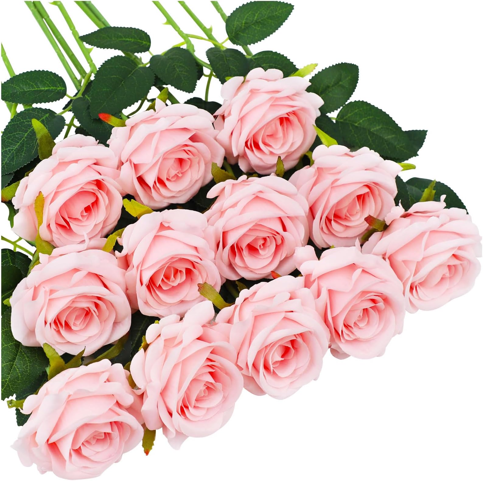 Amazon.com: KISMEET Artificial Roses Fake Silk Flowers Real Touch Long ...