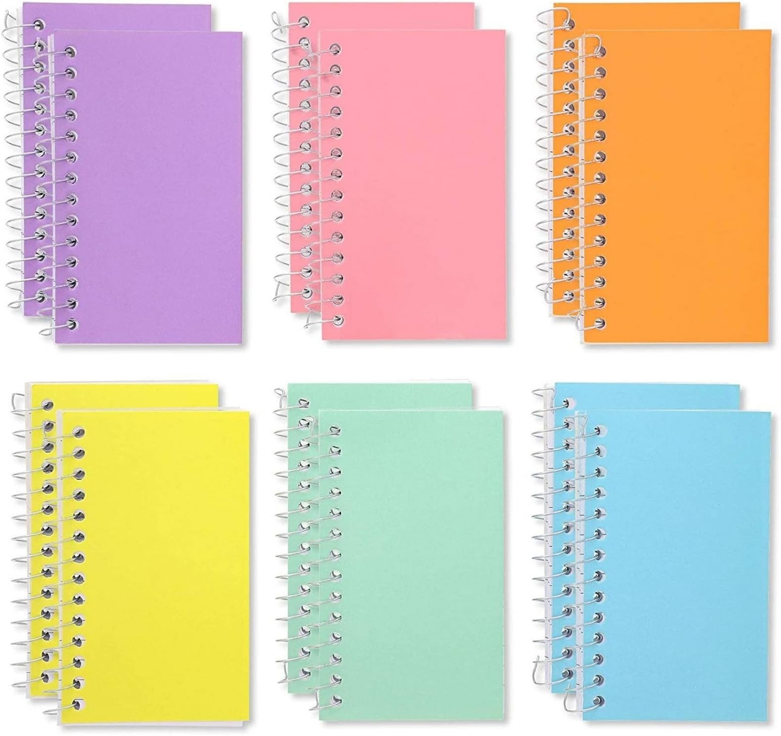 12-Pack Small Spiral Notebook 7.5 x 12.5 cm, 80 Sheets Per Notepad ...