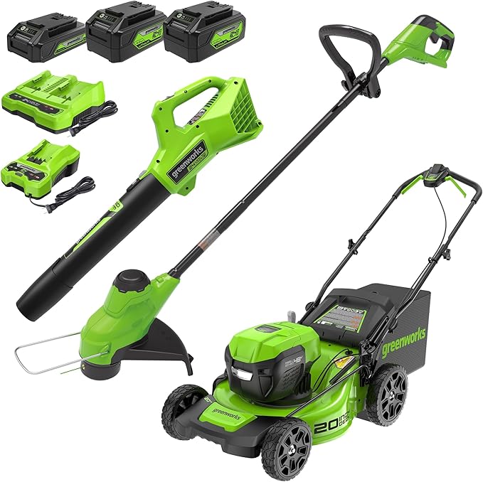 Amazon.com : Greenworks 48V (2x24V) Electric Lawn Mower Combo Kit: 20 ...