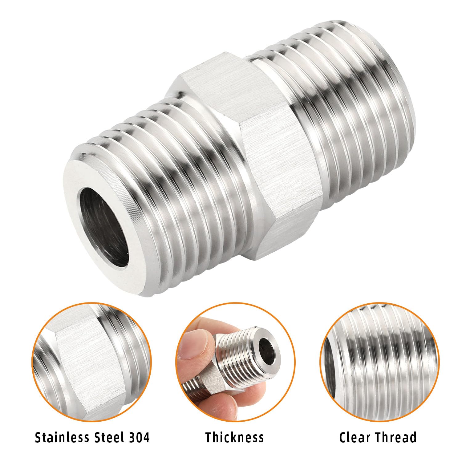 Snapklik.com : 1/4"Male To 1/4"Male NPT Hex Nipple Pipe Fittings