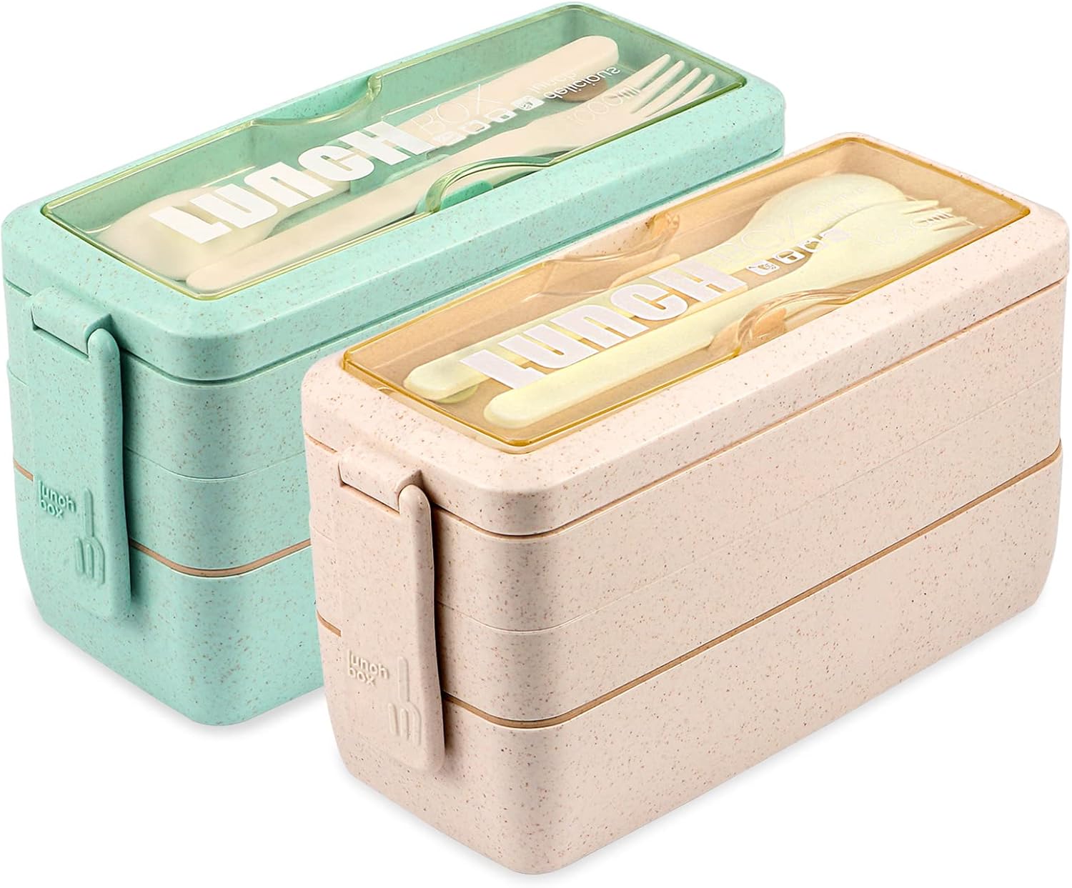 Bento Box Lunch Box Kids, 3 Layer Bento Box For Adults, 2 Pack : Amazon ...