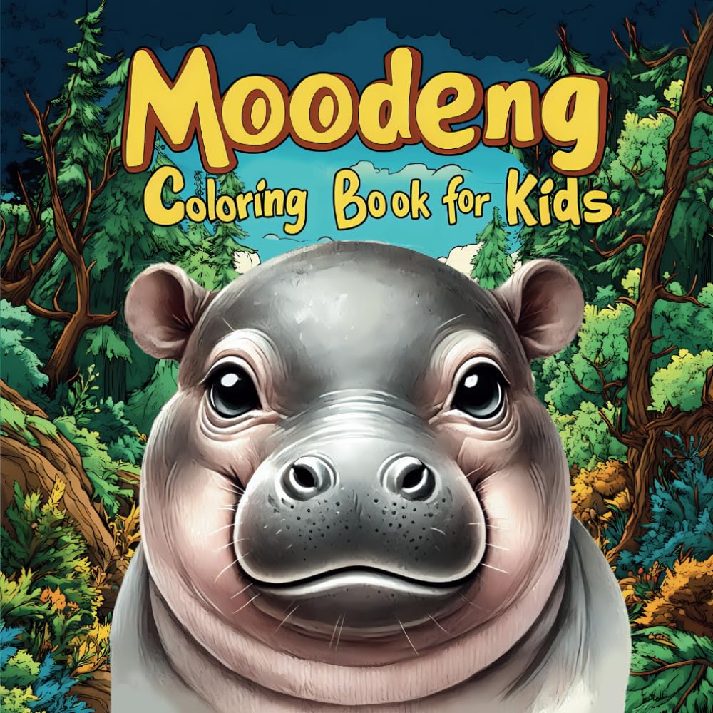 Amazon.com: Moo Deng Coloring Book for Kids: The Cute Baby Pygmy Hippo ...