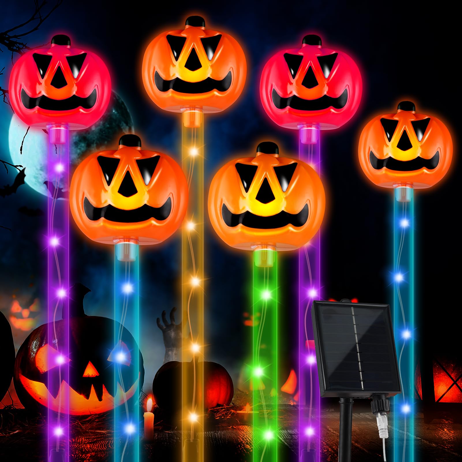 BRIGHTDECK Solar Pumpkin Pathway Lights for Halloween Decorations ...