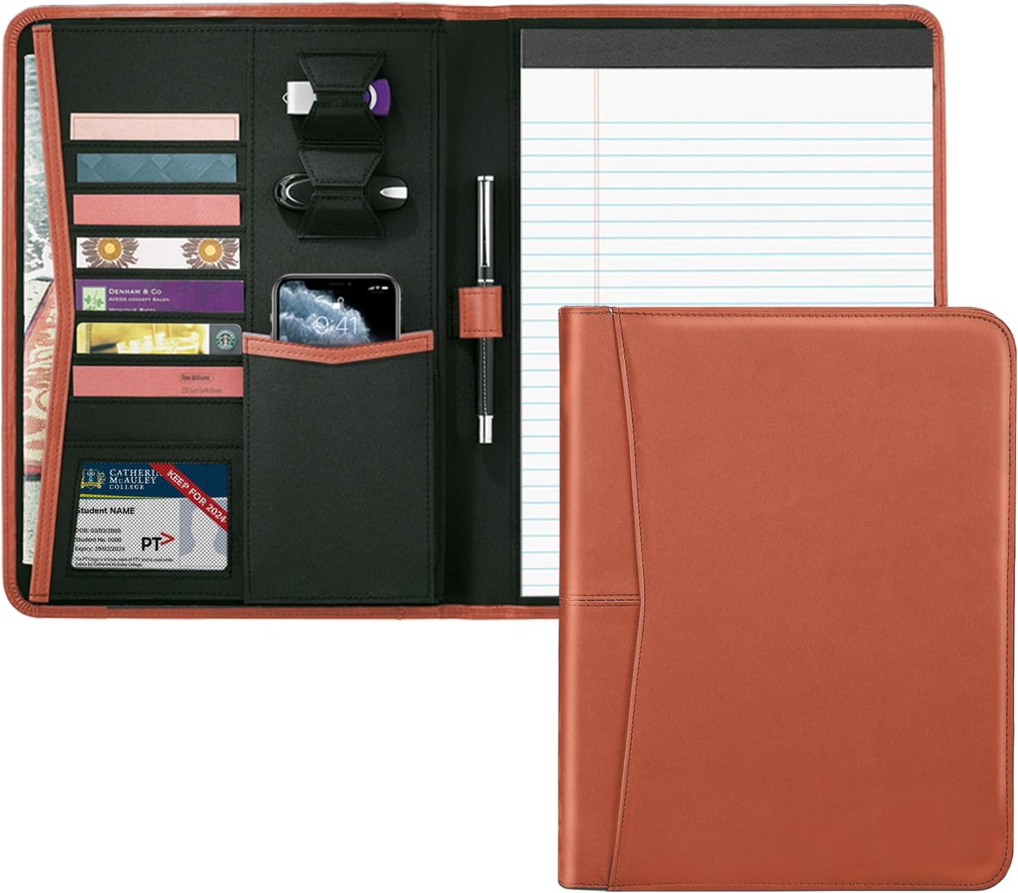 Amazon.com : Lcjtop Padfolio/Portfolio Folder, A4 Leather Binder with 8 ...