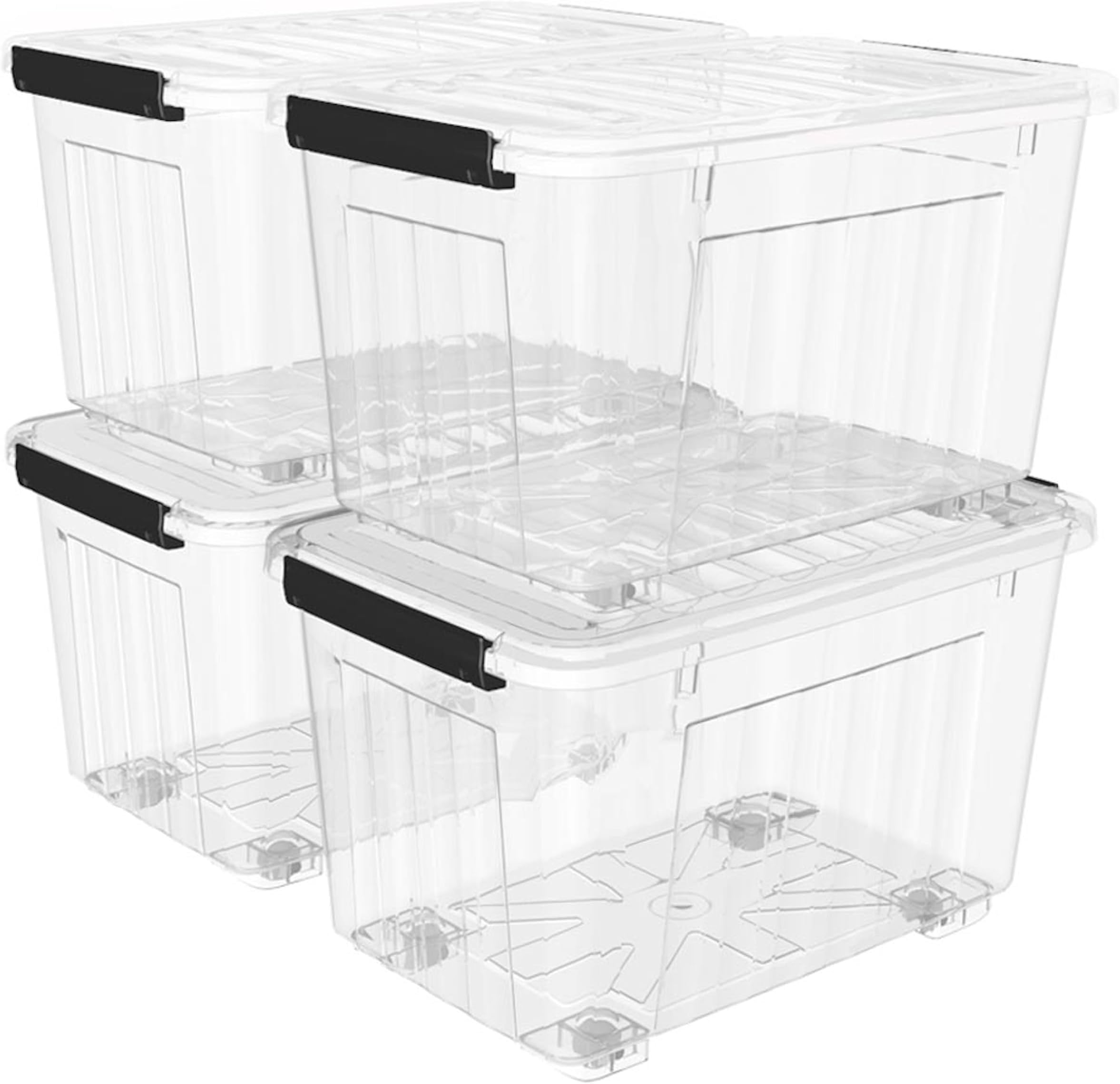 Amazon.com: Hommp 4 Packs 30 Liter Clear Large Storage Boxes Container ...