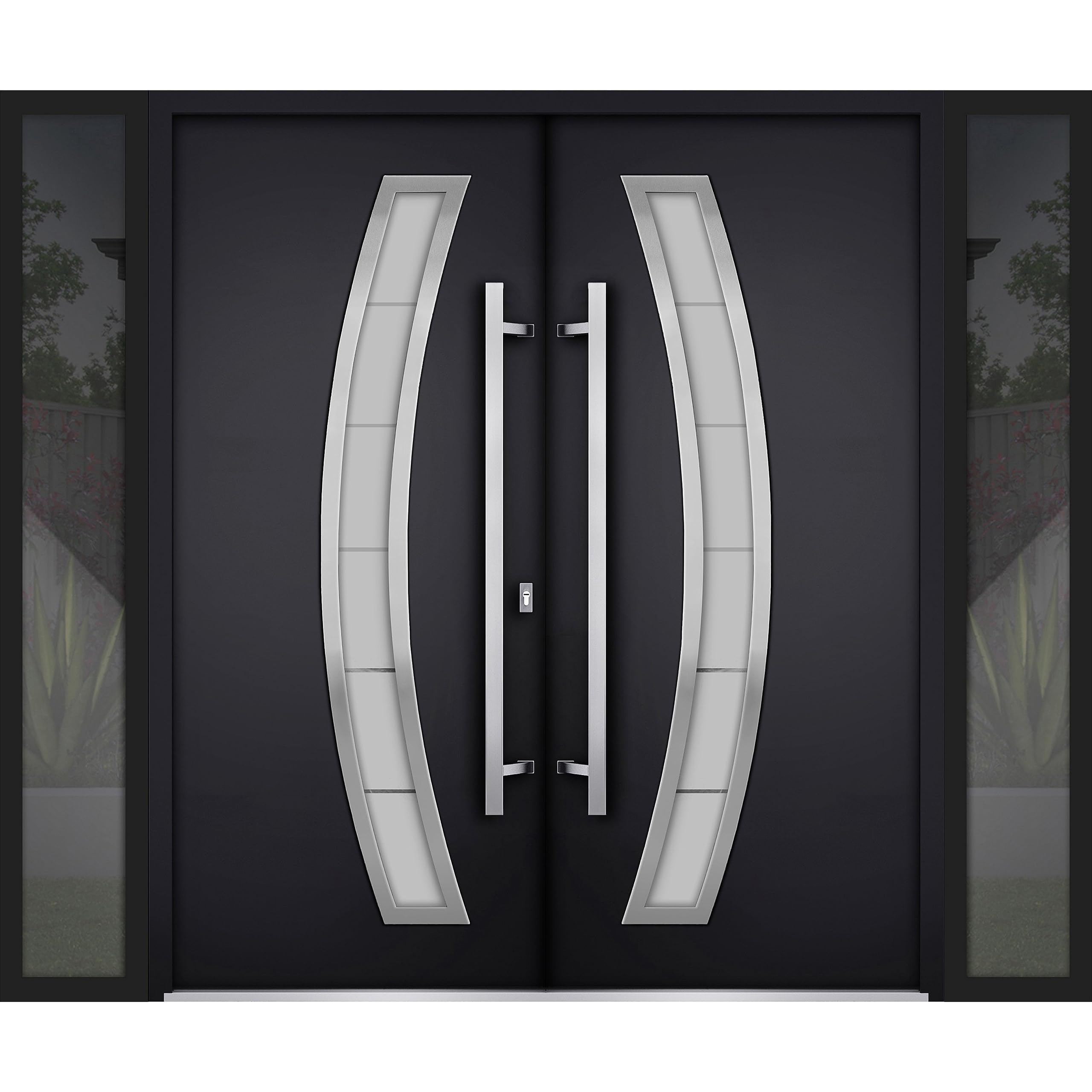 Front Exterior Prehung Steel Double Doors/Deux 6500 Black Enamel ...