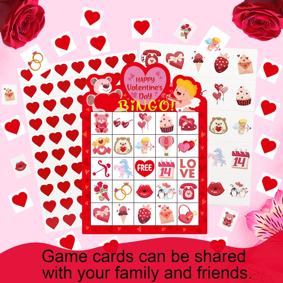 Snapklik.com : 38pcs ValentineS Day Cards For Bingo Game, 24 Players ...