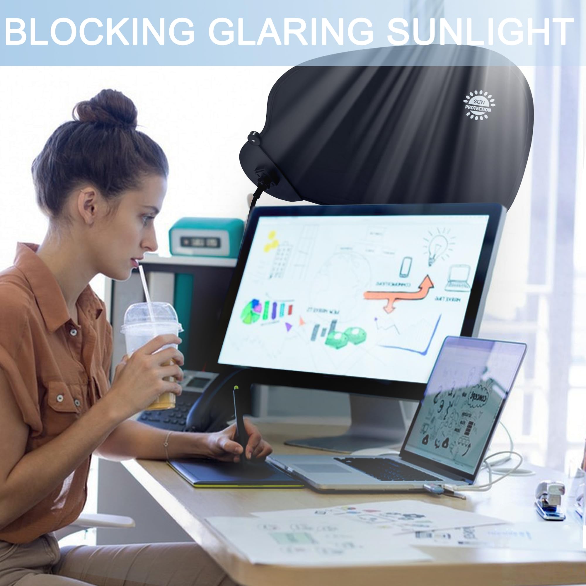 Snapklik.com : Office Cubicle Shade Desk Shade, Adjustable Cubicle ...