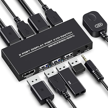 Amazon.com: IOGEAR 2-Port USB DisplayPort Cable KVM Switch - 4K 30Hz ...