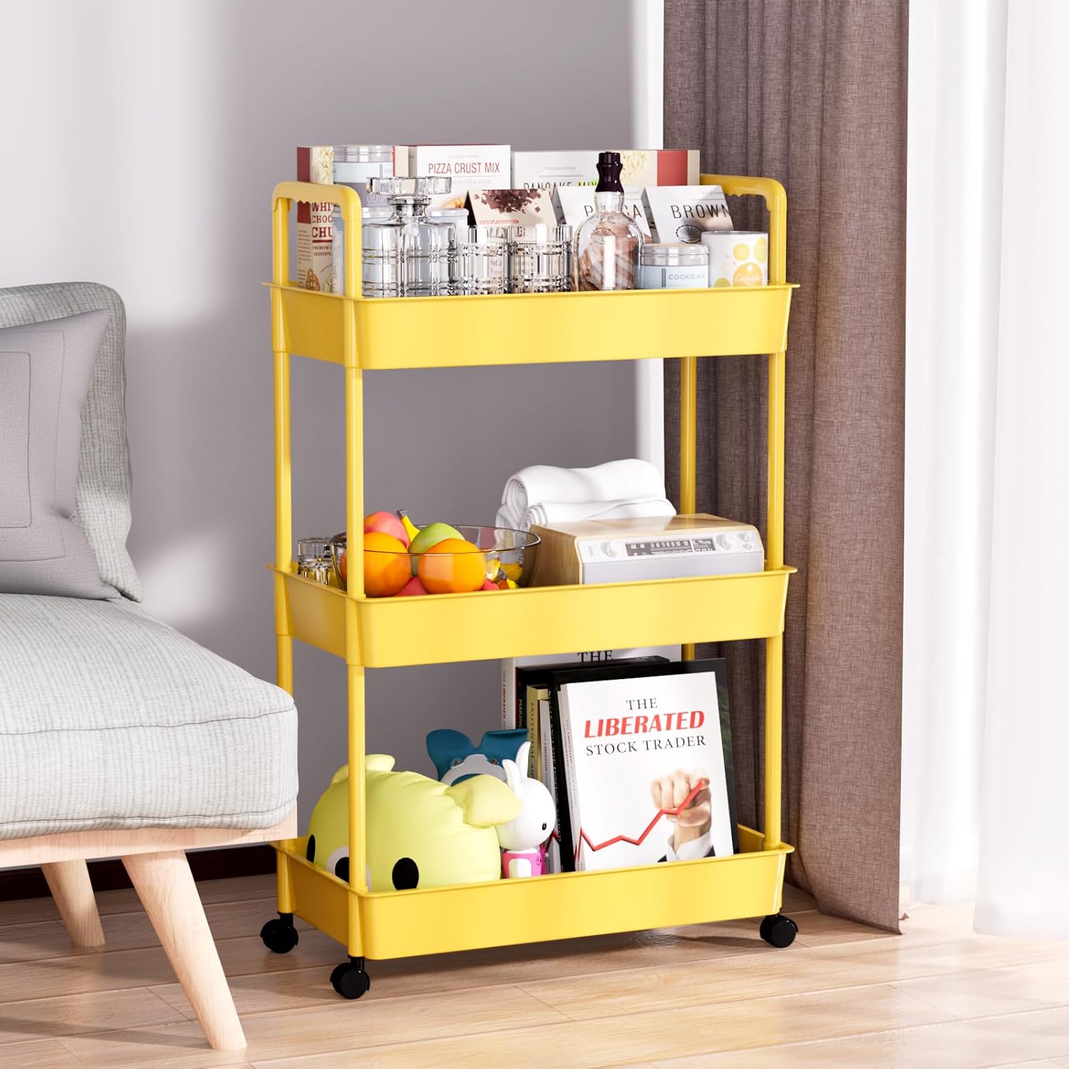Amazon.com: Galetcy 3-Tier Rolling Cart - Movable Type with Wheels with ...