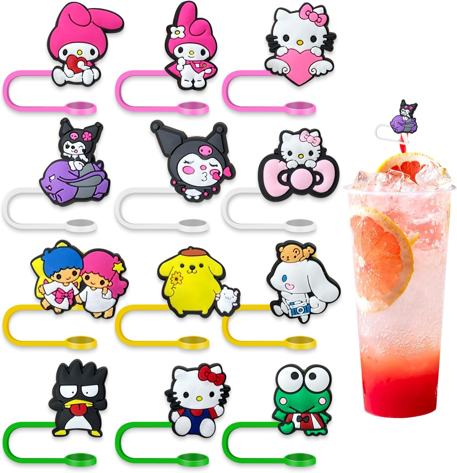 Amazon.com: Anime Straw Covers Cap for Cup Straw Accessories, Cartoon ...