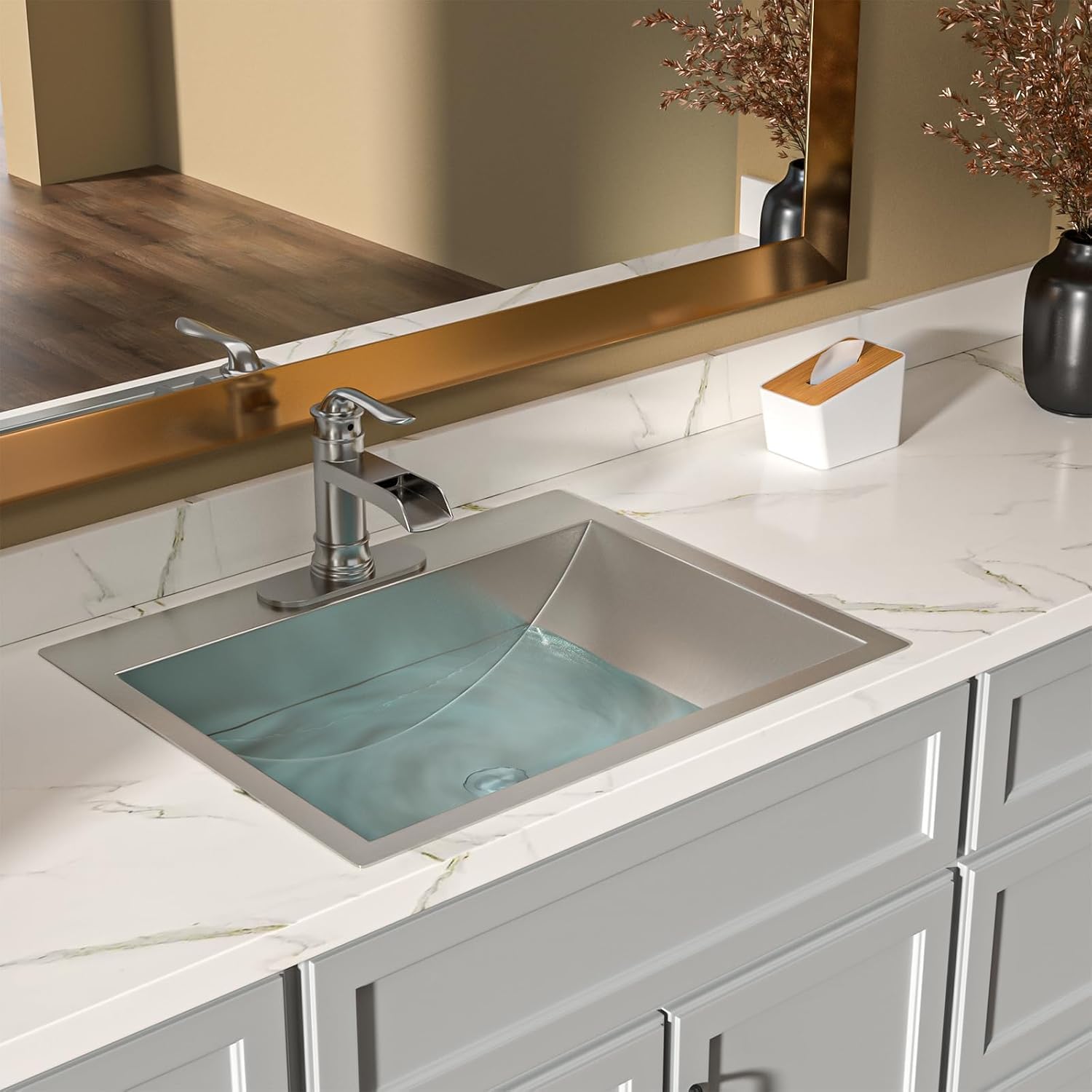 Snapklik.com : Lordear Stainless Steel Bathroom Sink 20x17 Inch ...