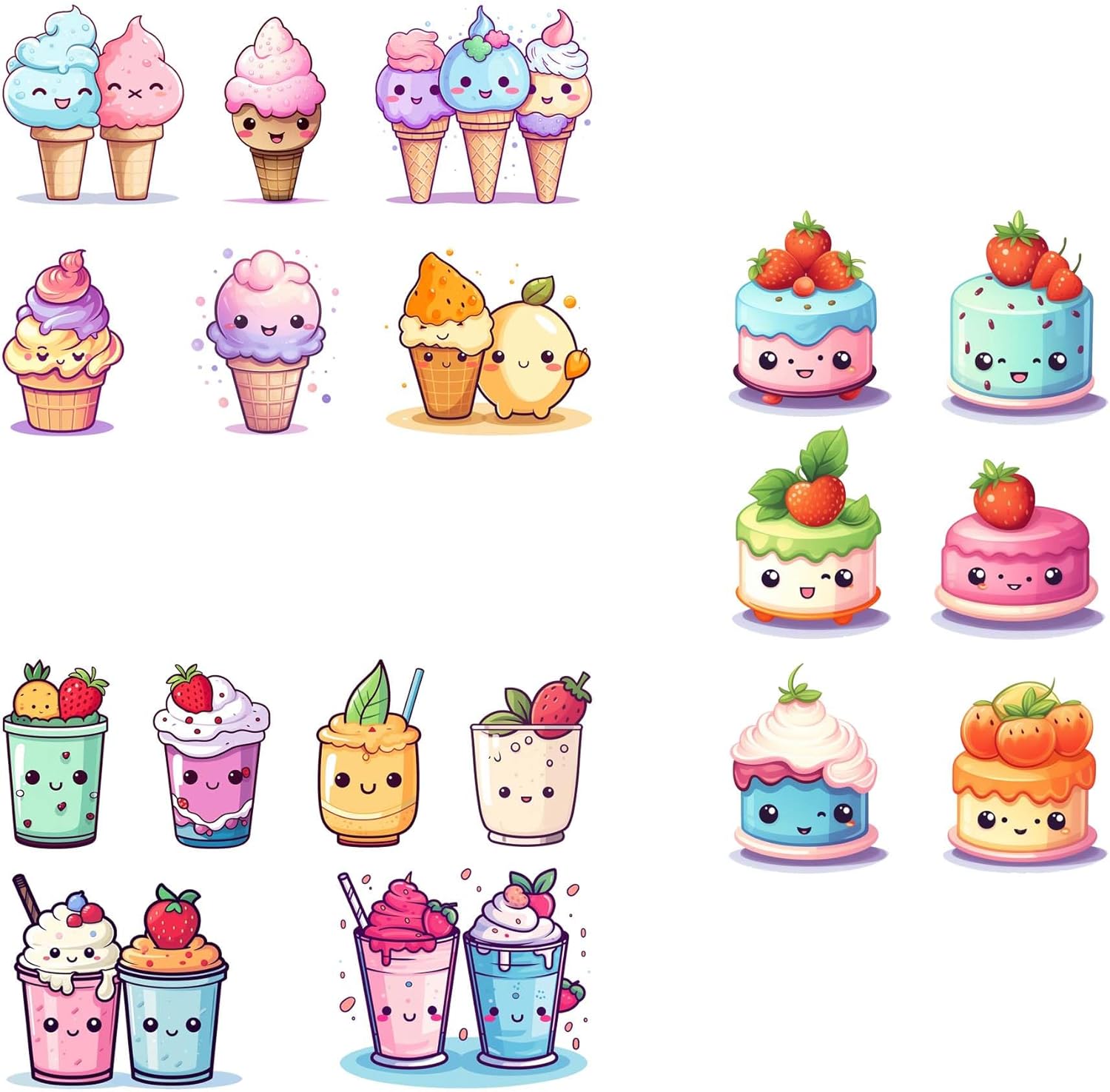 Amazon.com: POLDEX Permanent Stickers Cute Kawaii Style Smiley Face ...