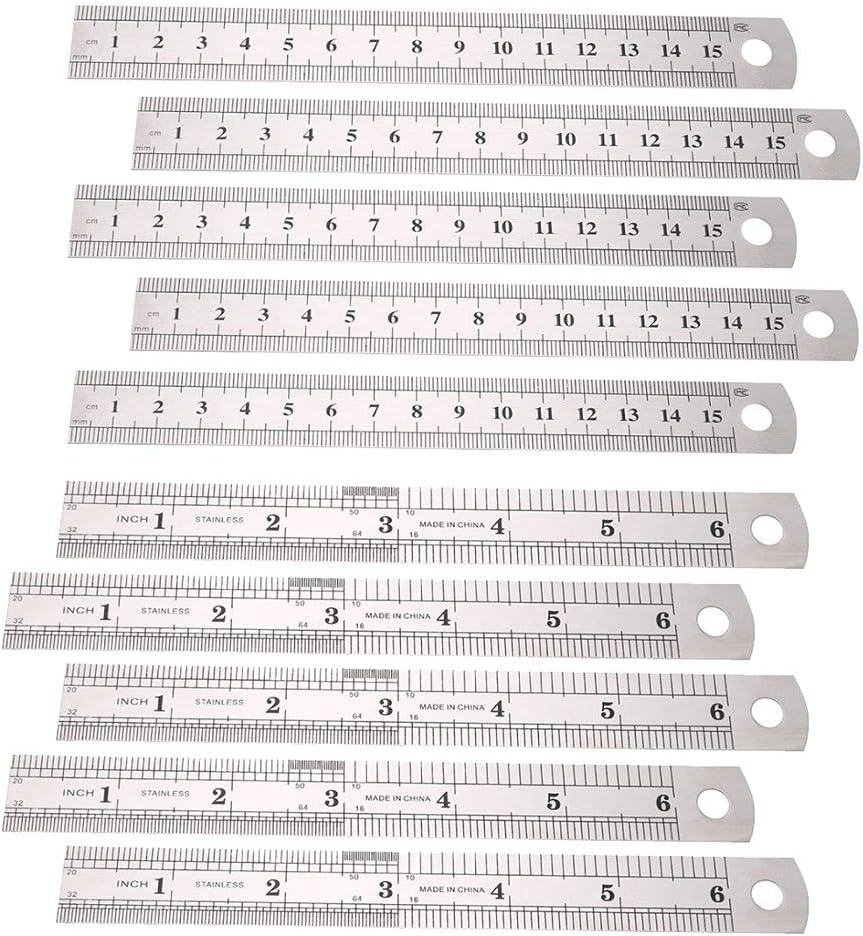 RAYNAG 6 Inch Stainless Steel Ruler 10 Pcs Metal Rule Kit with ...