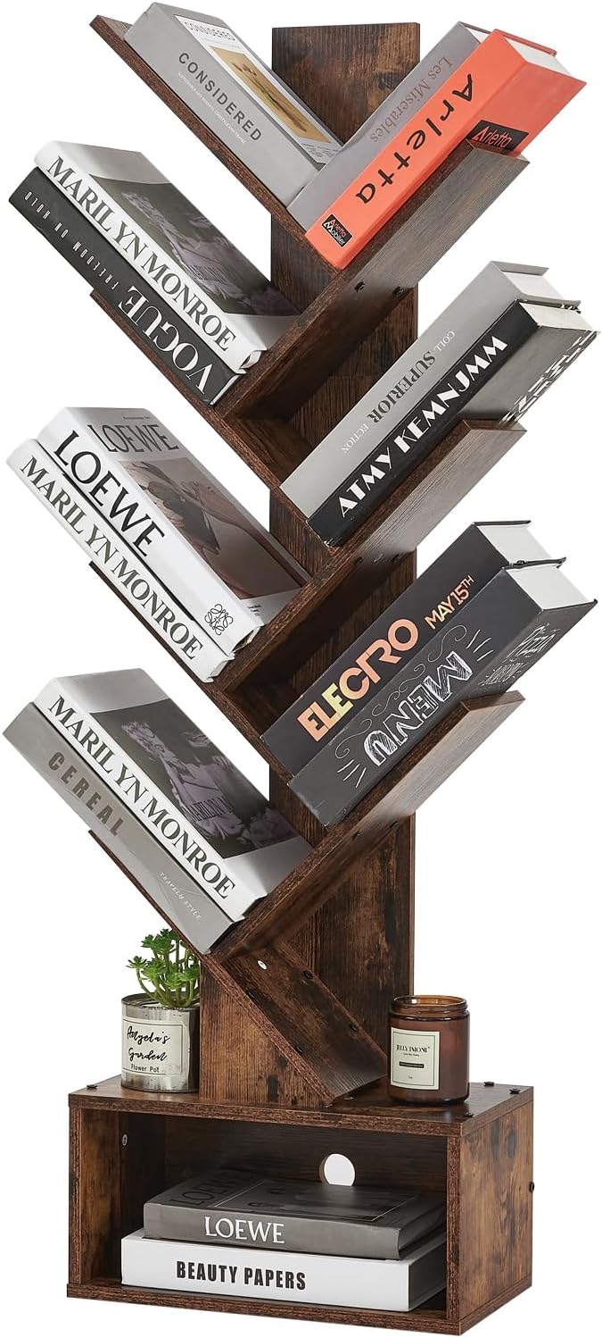 Amazon.com: TINKLE WELL 5-Tier Bookshelf, Industrial Leaning Ladder ...