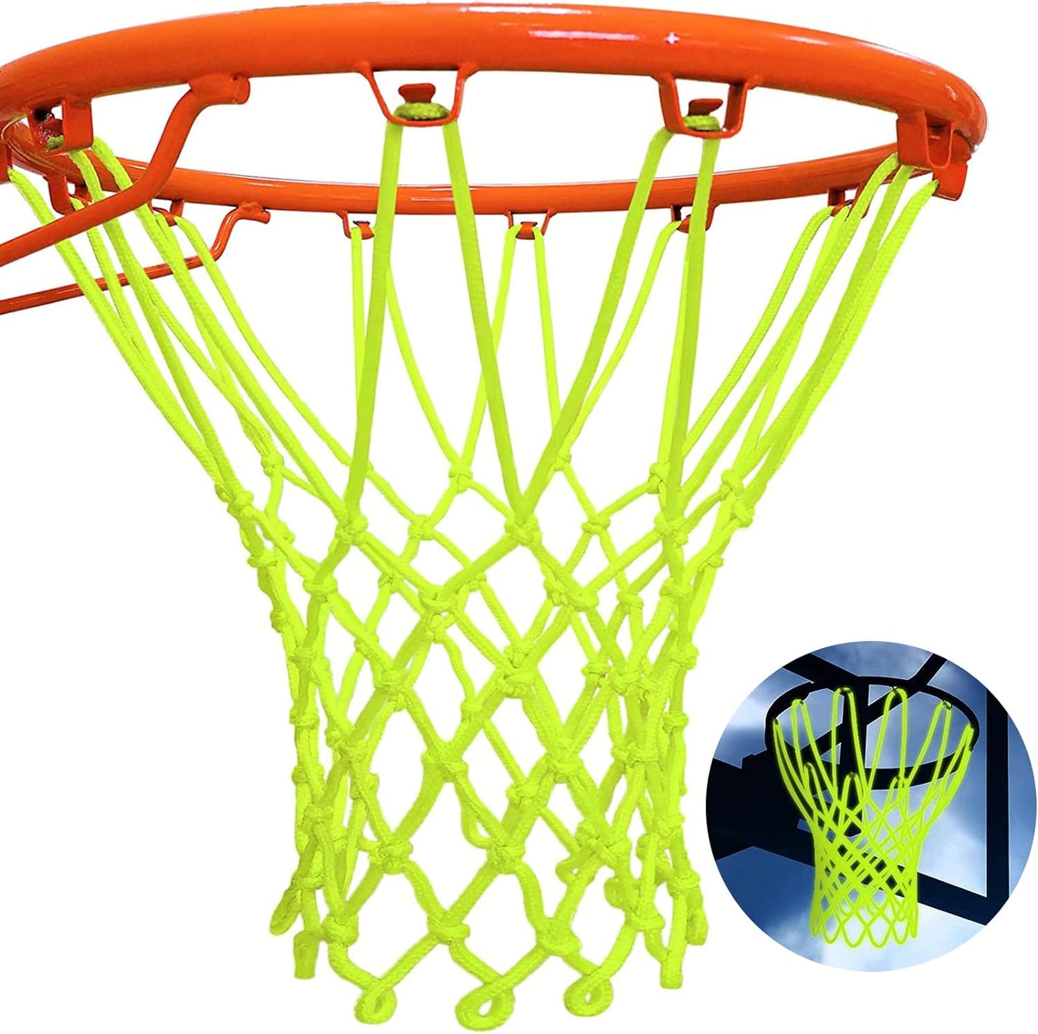 Basketball Net Outdoor, Upgraded Glow-in-The-Dark Basketball Net, Heavy ...