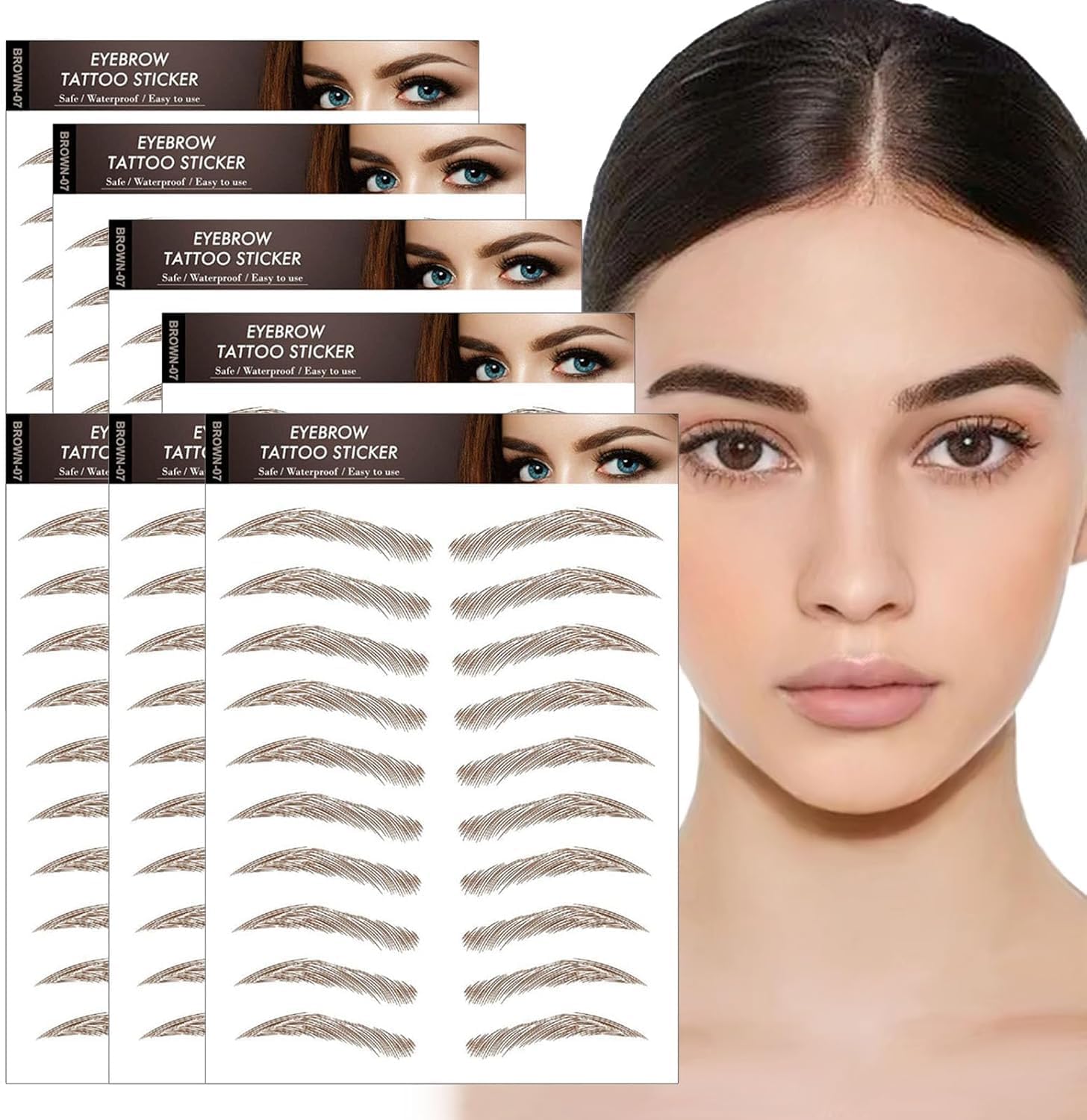 Amazon.com : 7Sheets/77Pairs 4D Hair-Like Eyebrow Tattoo Stickers ...