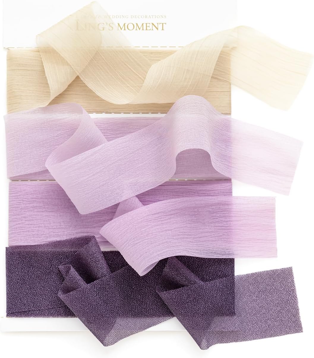 Amazon.com: Ling's Moment Lavender Satin Ribbon,1.6Yd Handmade Silk ...