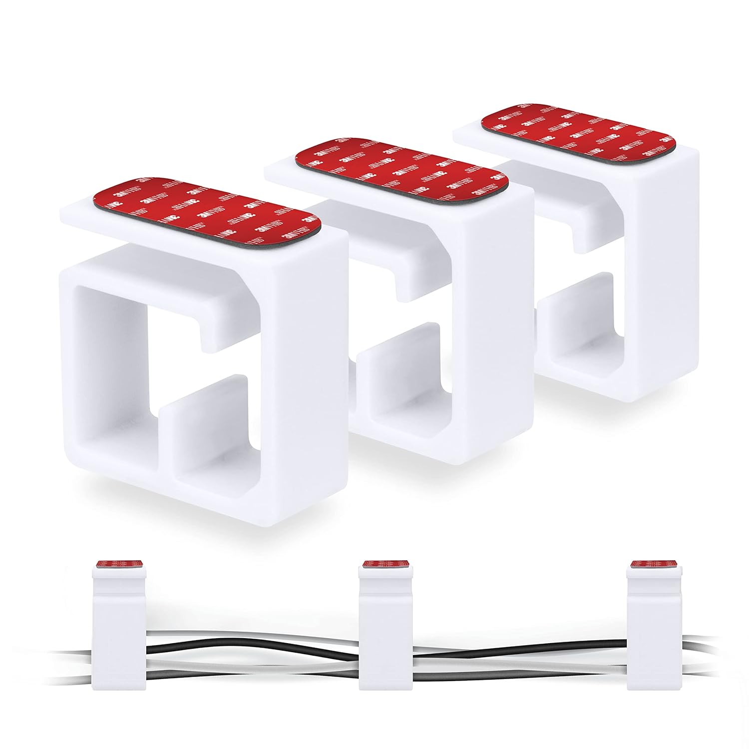 3pc VHB Cable Organizer Holder, for Heavy Cables, PC Cords & Wires with ...