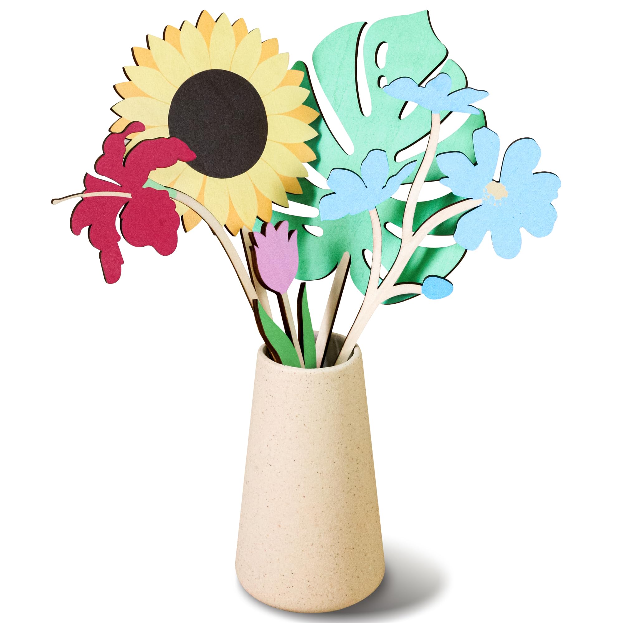 Amazon.com: WOODAMORE Wooden Flowers Bouquets - Wood Flowers with Stems ...