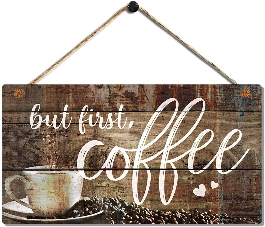 Amazon.com: Primitives by Kathy 29002 But First Coffee Box Sign : Home ...
