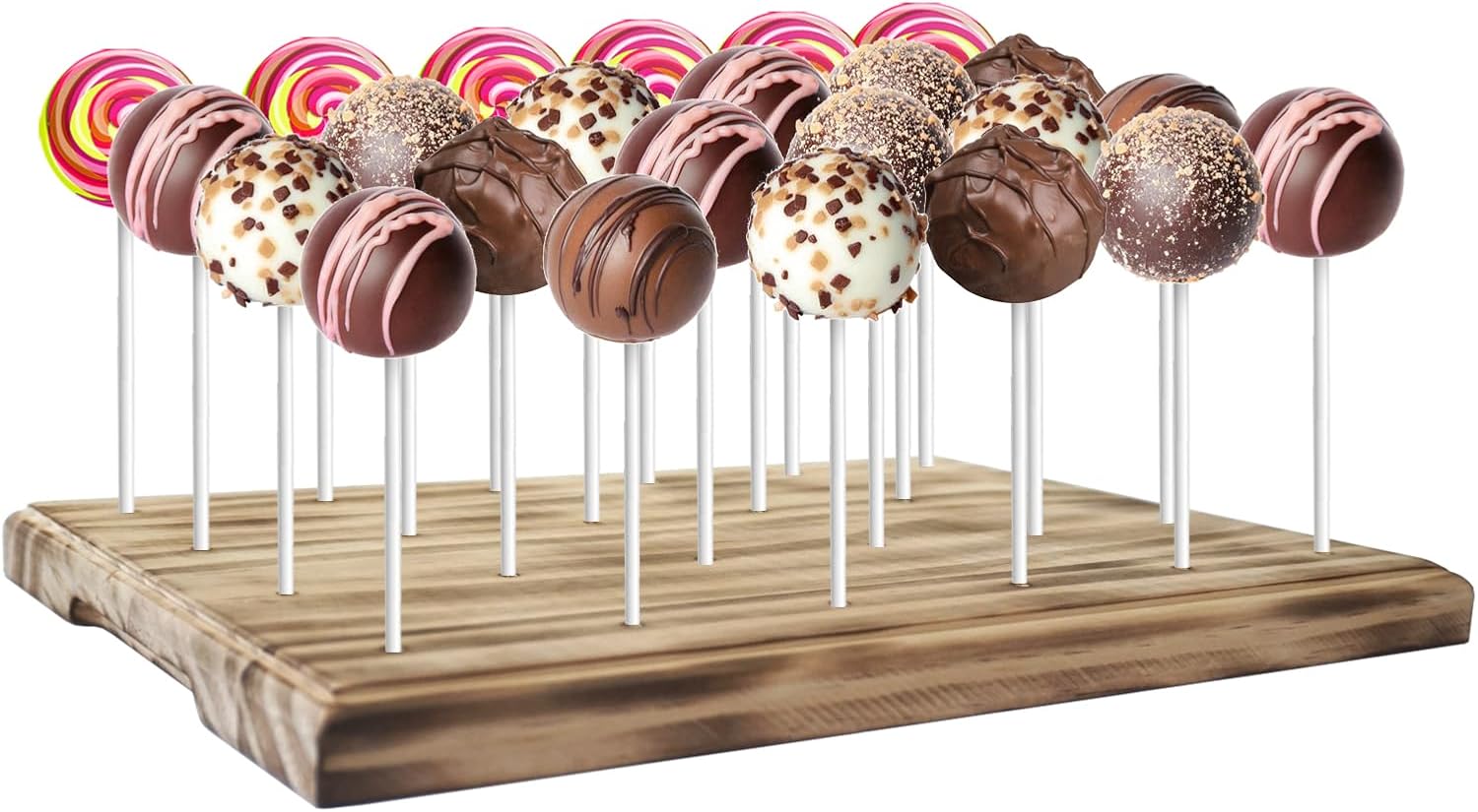 Amazon.com: Junxave Wood Cake Pop Stand, 24 Holes Cake Pop Display ...