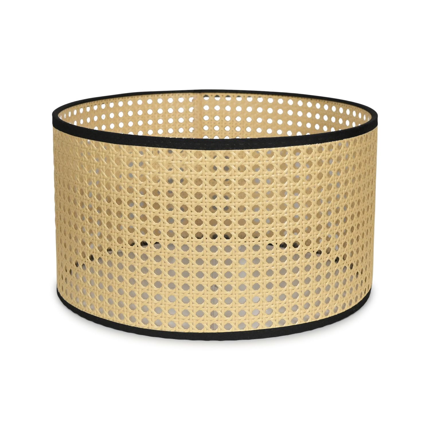 MiniSun | Medium Modern Natural Rattan Black Trim Light Shade | Lamp ...