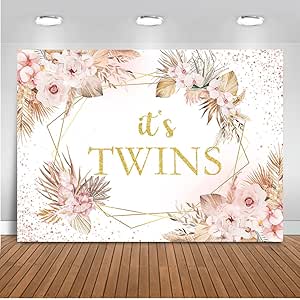 Amazon.com : Mocsicka Boho Twins Baby Shower Backdrop Bohemian It's ...