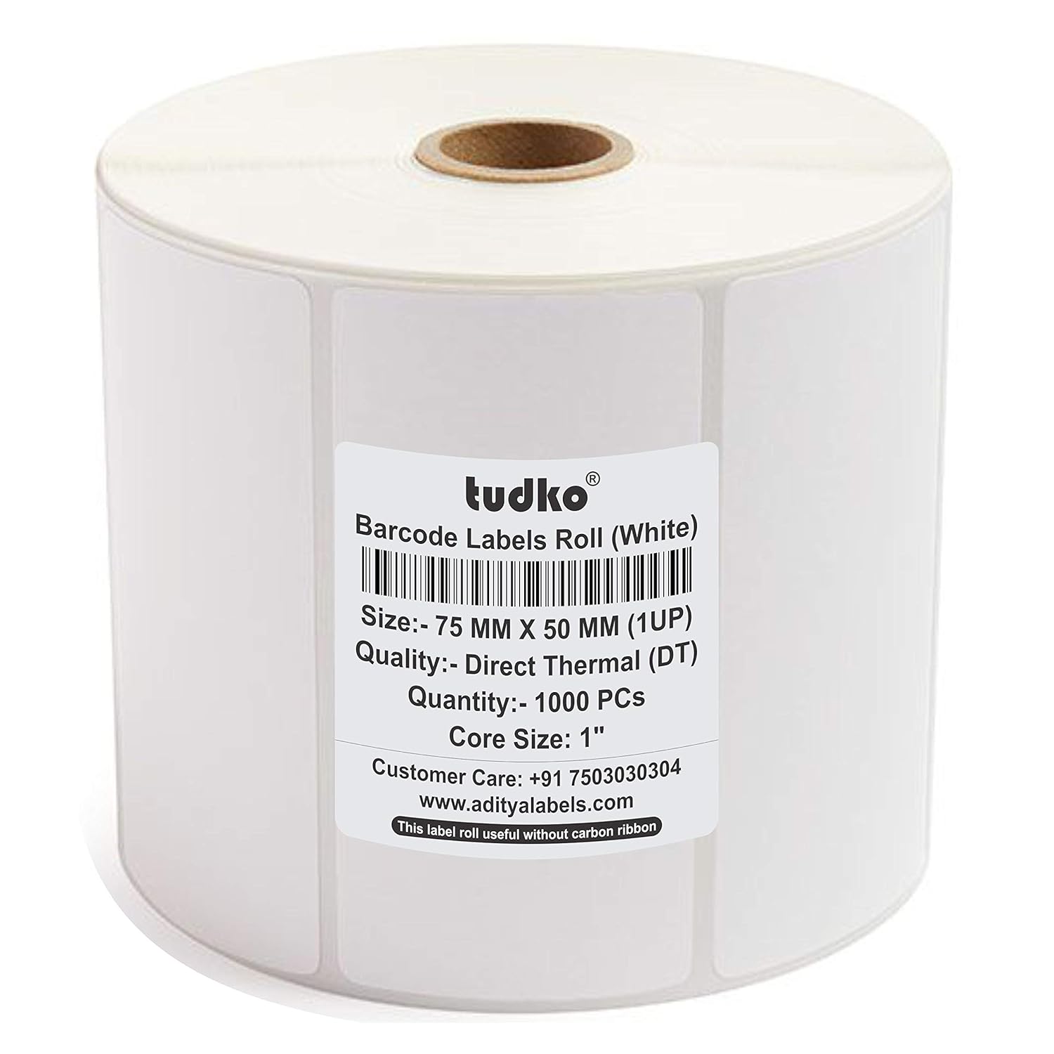 Tudko 75 mm X 50 mm (Smooth White) Direct Thermal Barcode Paper Labels ...
