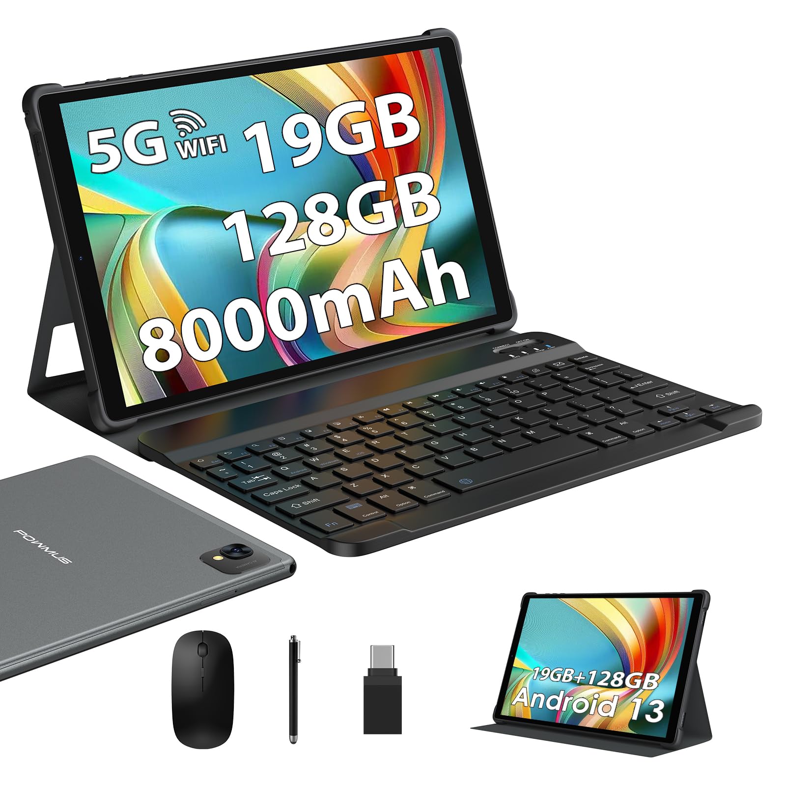 POWMUS Tablet 10.1 Inch Android Tablets, 19 GB RAM,128GB Storage Expand ...