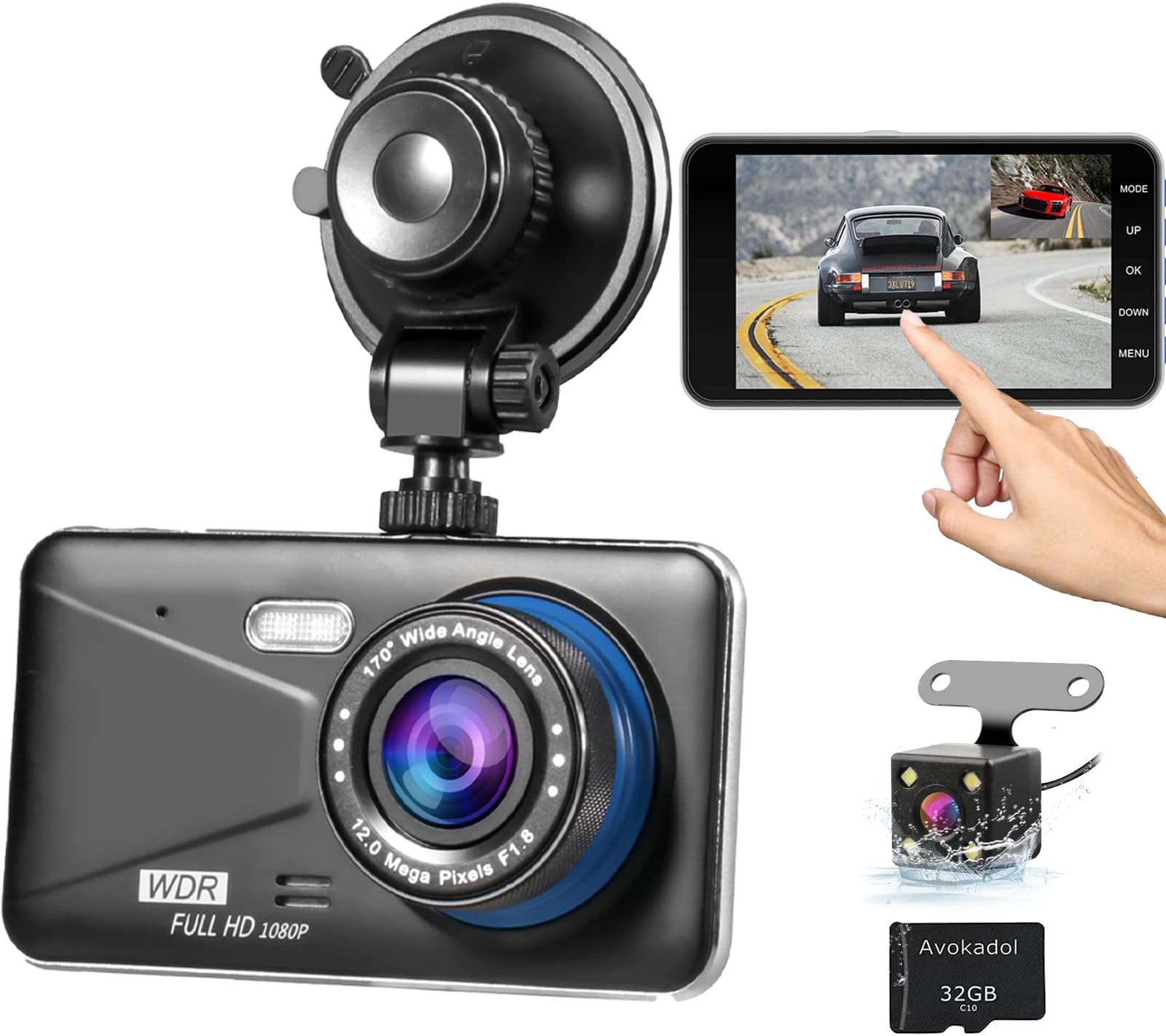Amazon.com: ORSKEY Dash Cam Front and Rear 1080P Full HD Dual Dash ...