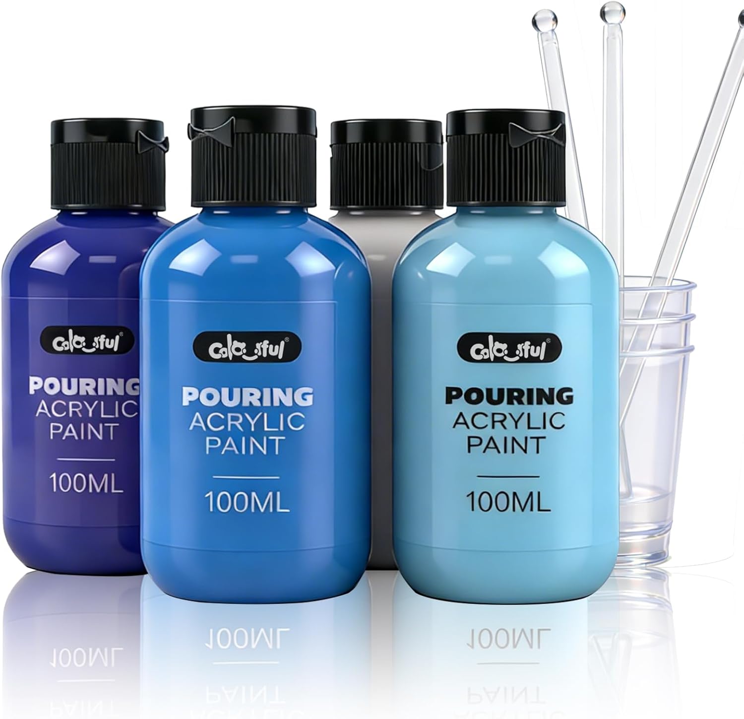 Amazon.com: Colorful Blue Series Acrylic Pouring Paint Set, 3.34 oz ...