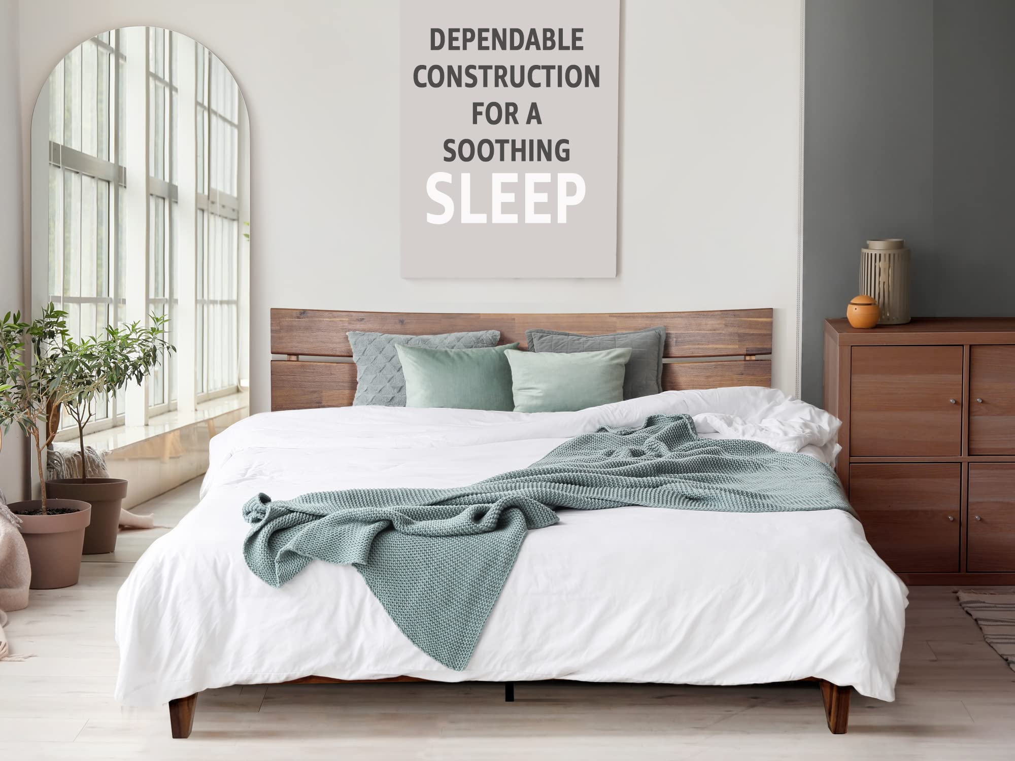 Acacia Aurora 14 Inch Wood Platform Bed, Bed Frame with Headboard, King ...