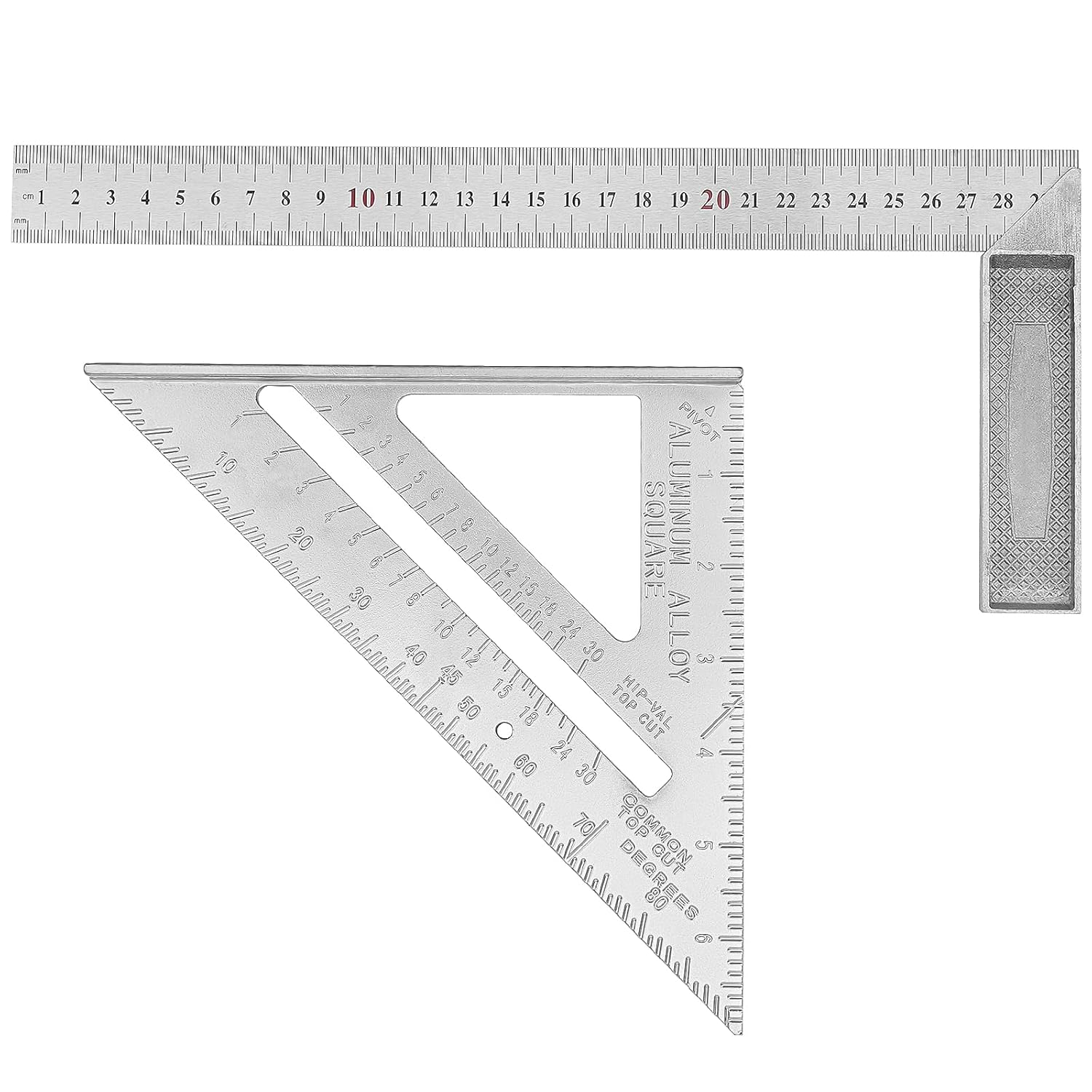 Carpenters Speed Square, 7in Metric Triangle Ruler and 12in Angle Ruler ...