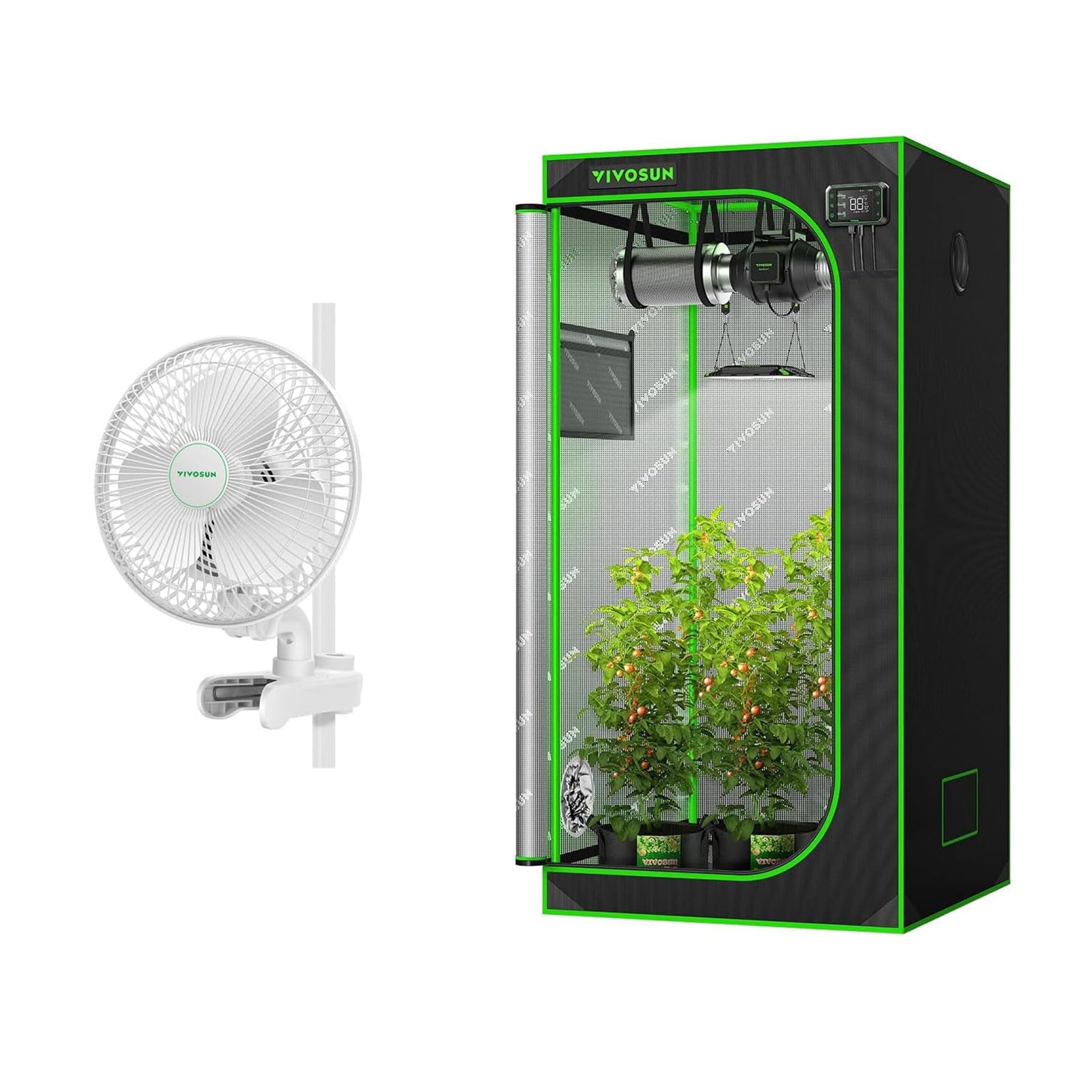 Amazon.com: VIVOSUN S336 3x3 Grow Tent and AeroWave A6 Grow Tent Clip ...