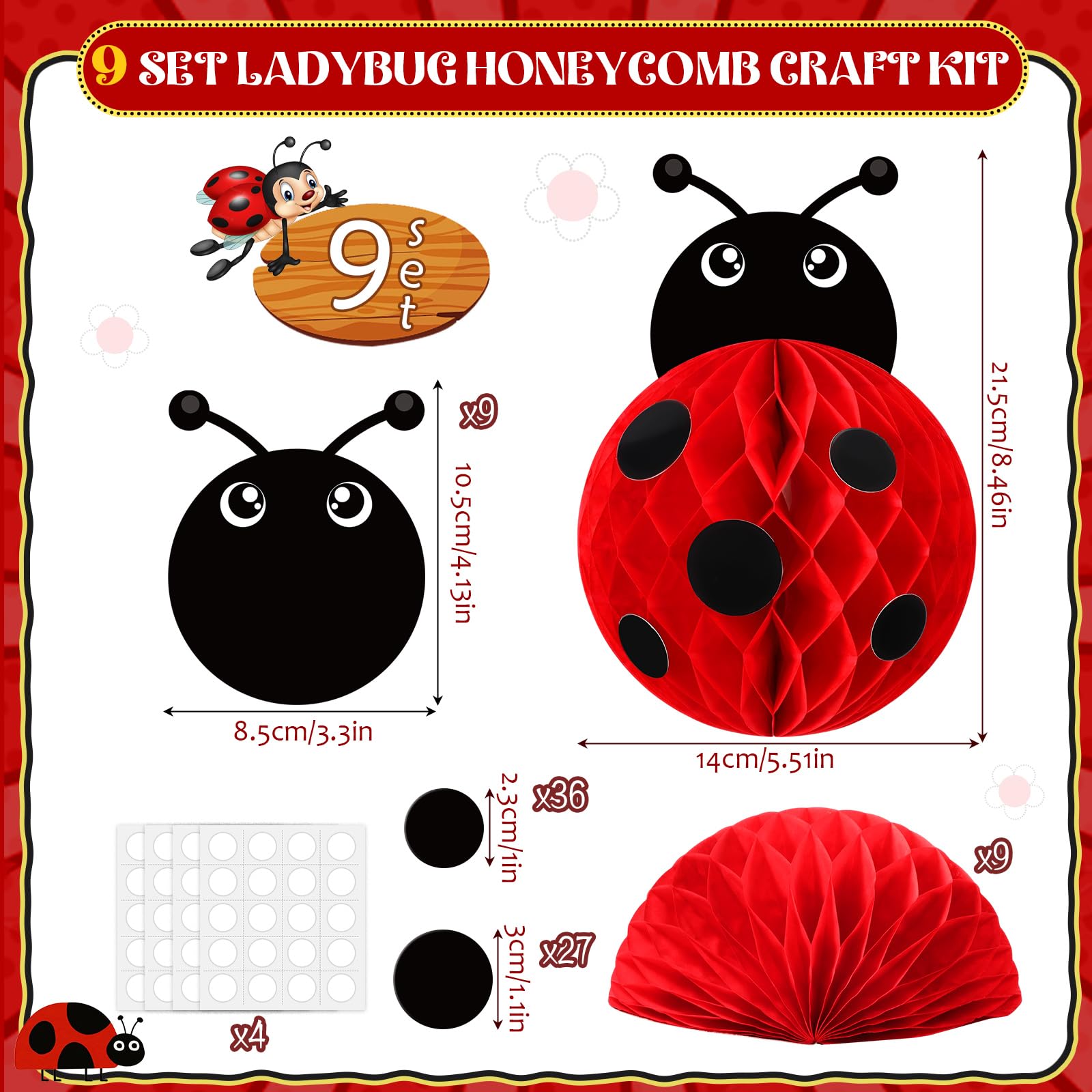 Snapklik.com : 9 Set Ladybug Party Decorations Ladybug Love Bug ...