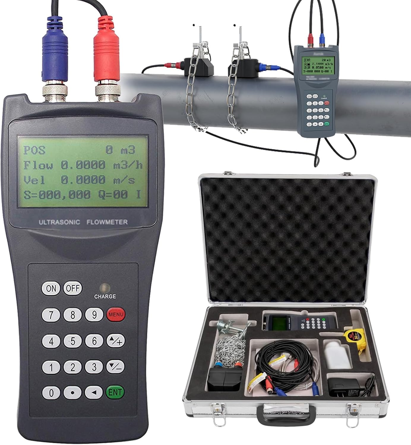 Amazon.com: ZWJABYY Ultrasonic Flow Meter TDS-100H Liquid Water Flow ...