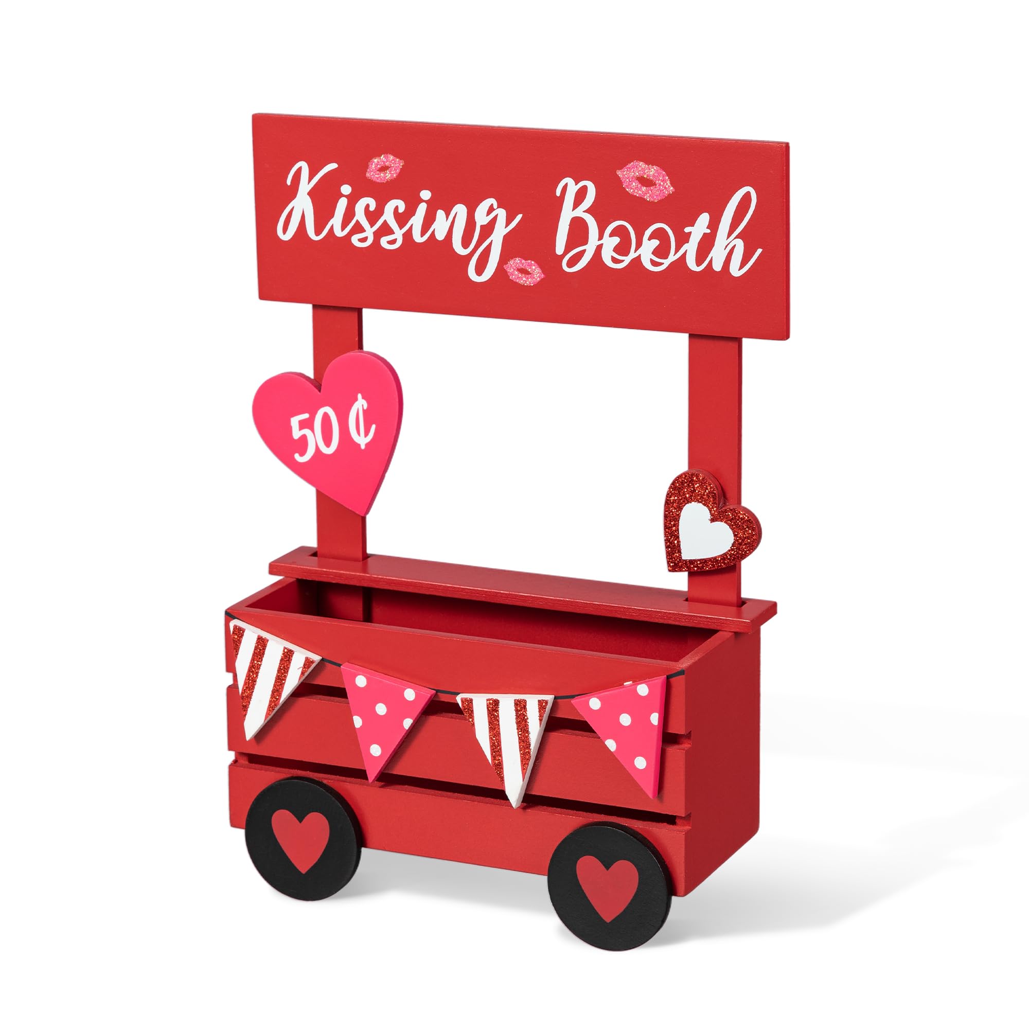 Amazon.com: Glitzhome Valentines Day Wooden Kissing Booth Tabletop ...