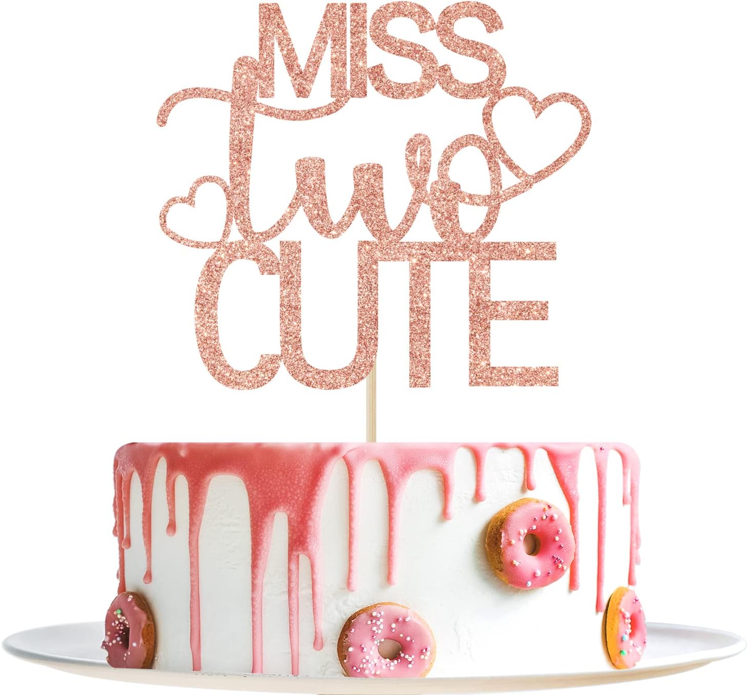 Amazon.com: Glitter Strawberry Sweet To Be Two Cake Topper Baby Girls ...