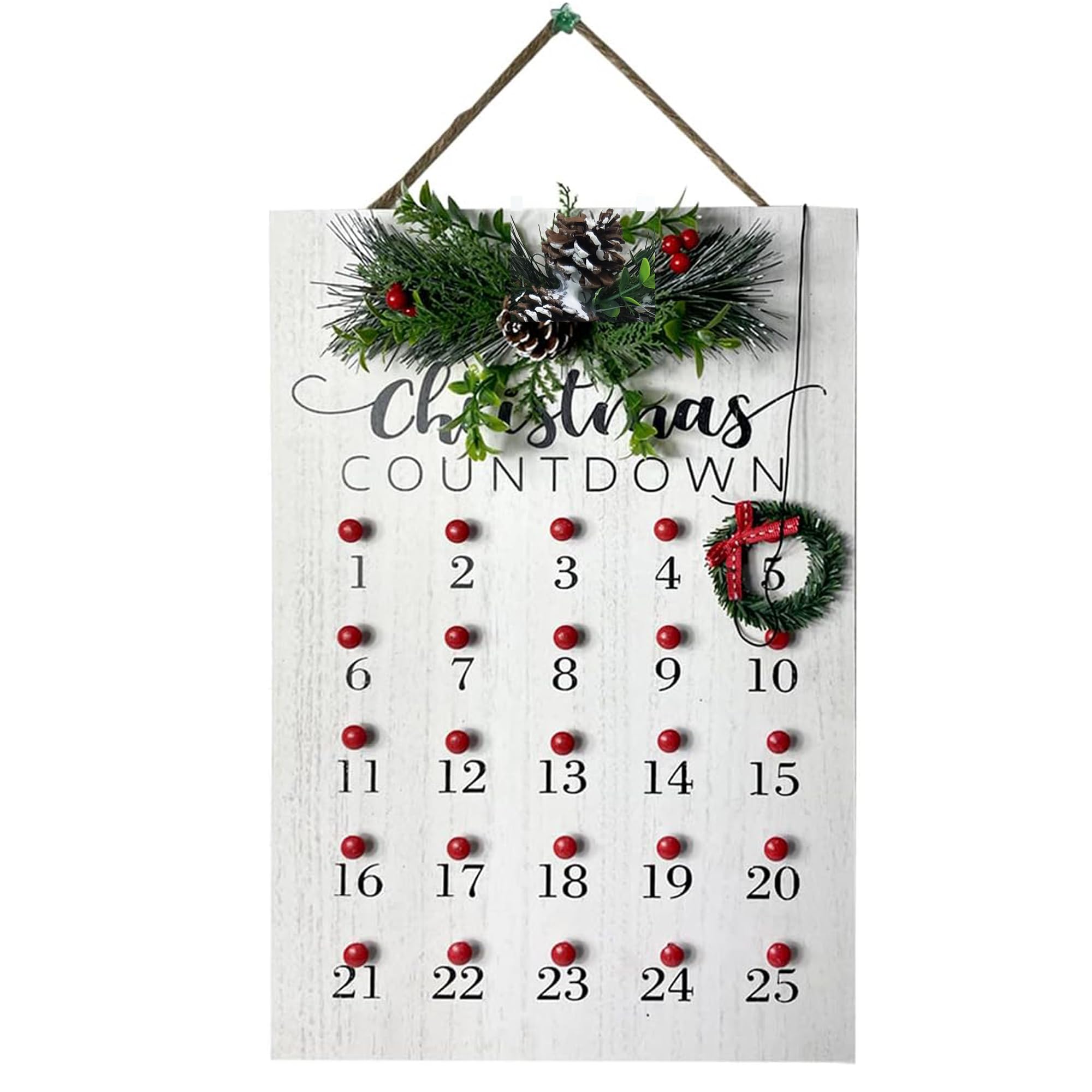 ZiMiu Christmas Countdown Pine Cones Wreath Calendar Advance Count Down ...